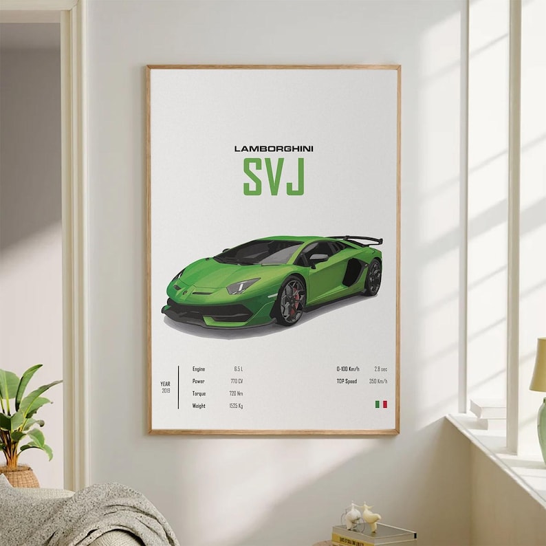 Lamborghini Aventador SVJ Poster for Kids Boys Room Super Car Print ...
