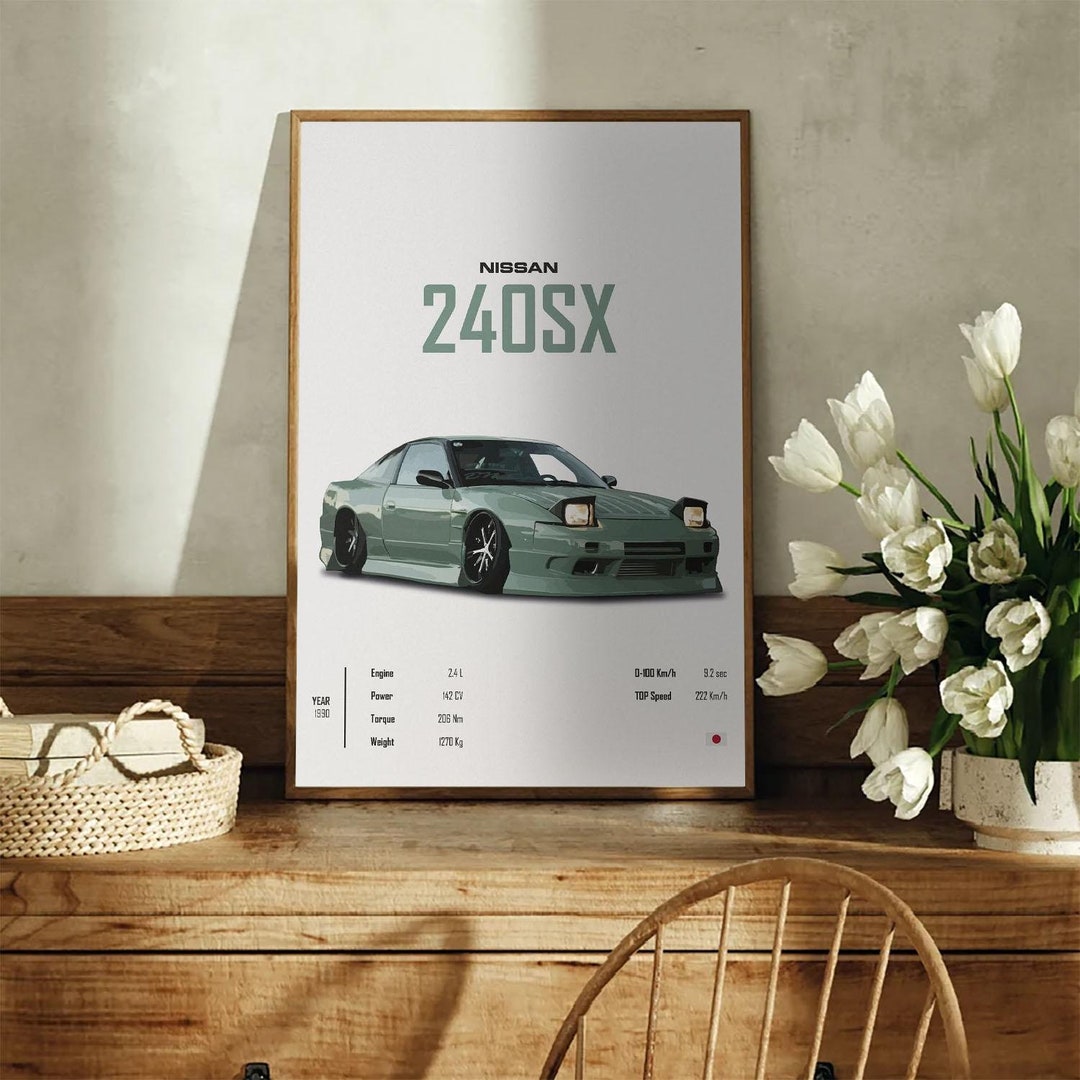1990 Nissan 240SX Poster for Kids Boys Super Car Print Wall Art Car ...
