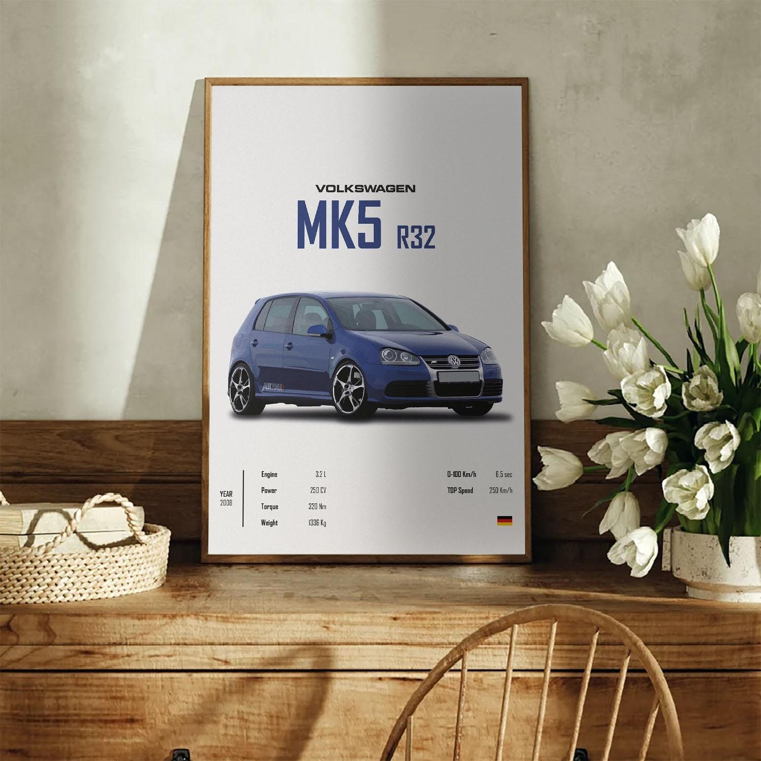 Volkswagen Golf GTI MK5 R32 Poster for Kids Boys Room Super Car Print ...