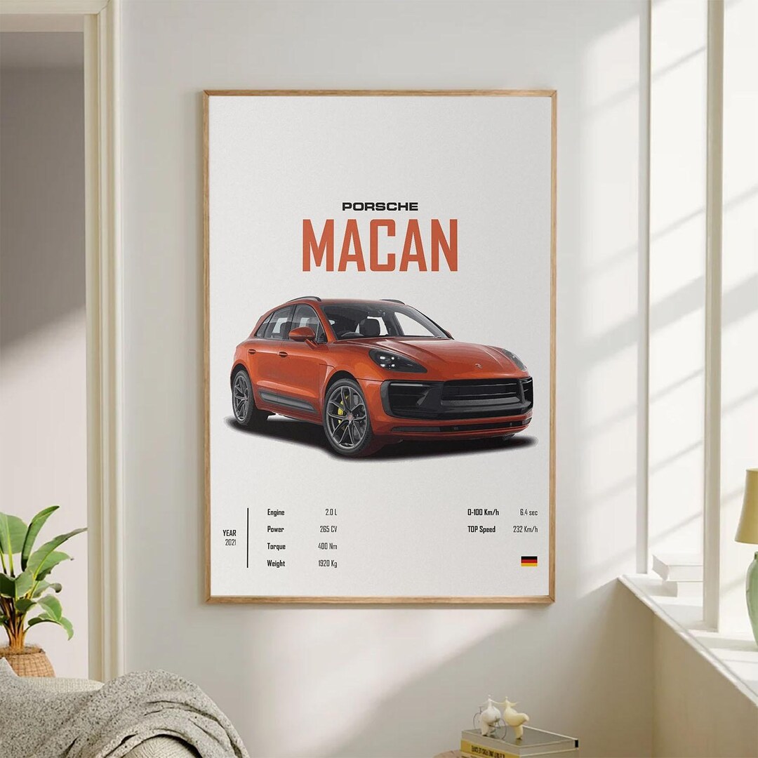 Porsche Macan Poster for Kids Boys Room Super Car Print Wall Art Car ...