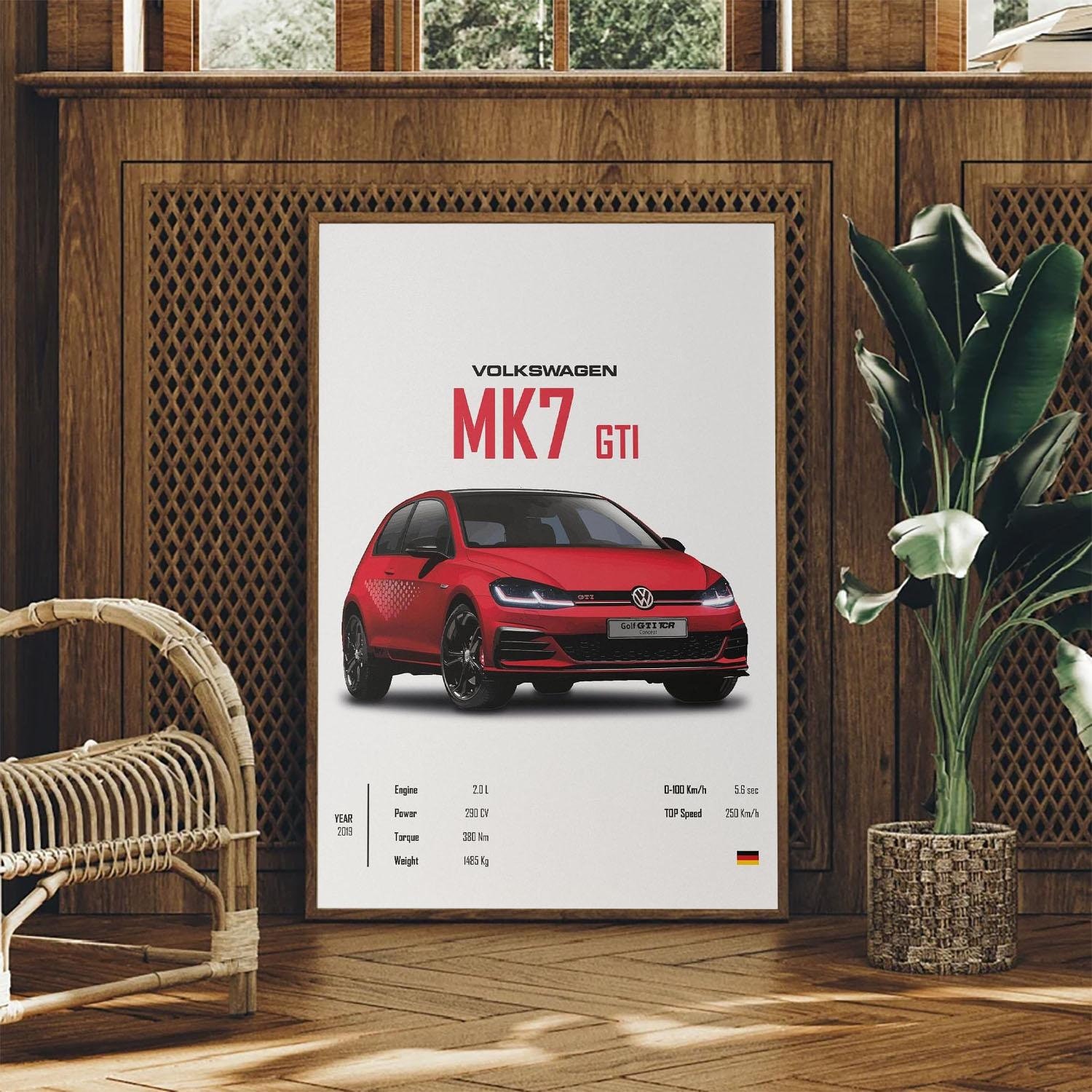 Volkswagen Golf Mk7 Poster for Kids Boys Room Super Car Print Wall Art ...