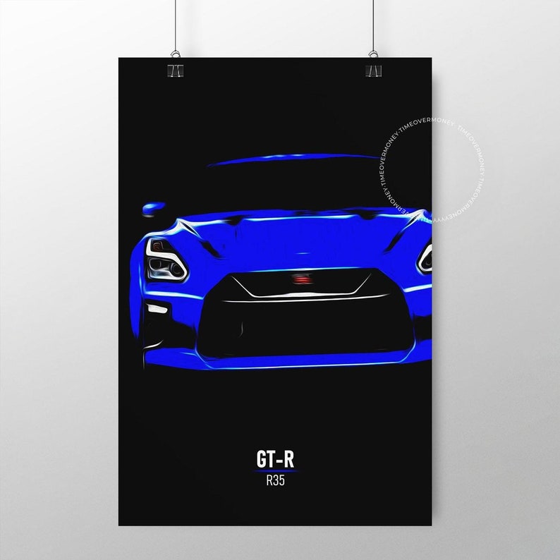 Nissan GT R R35 Sports Car Print Poster, Wall Art, Wall Art Poster for ...