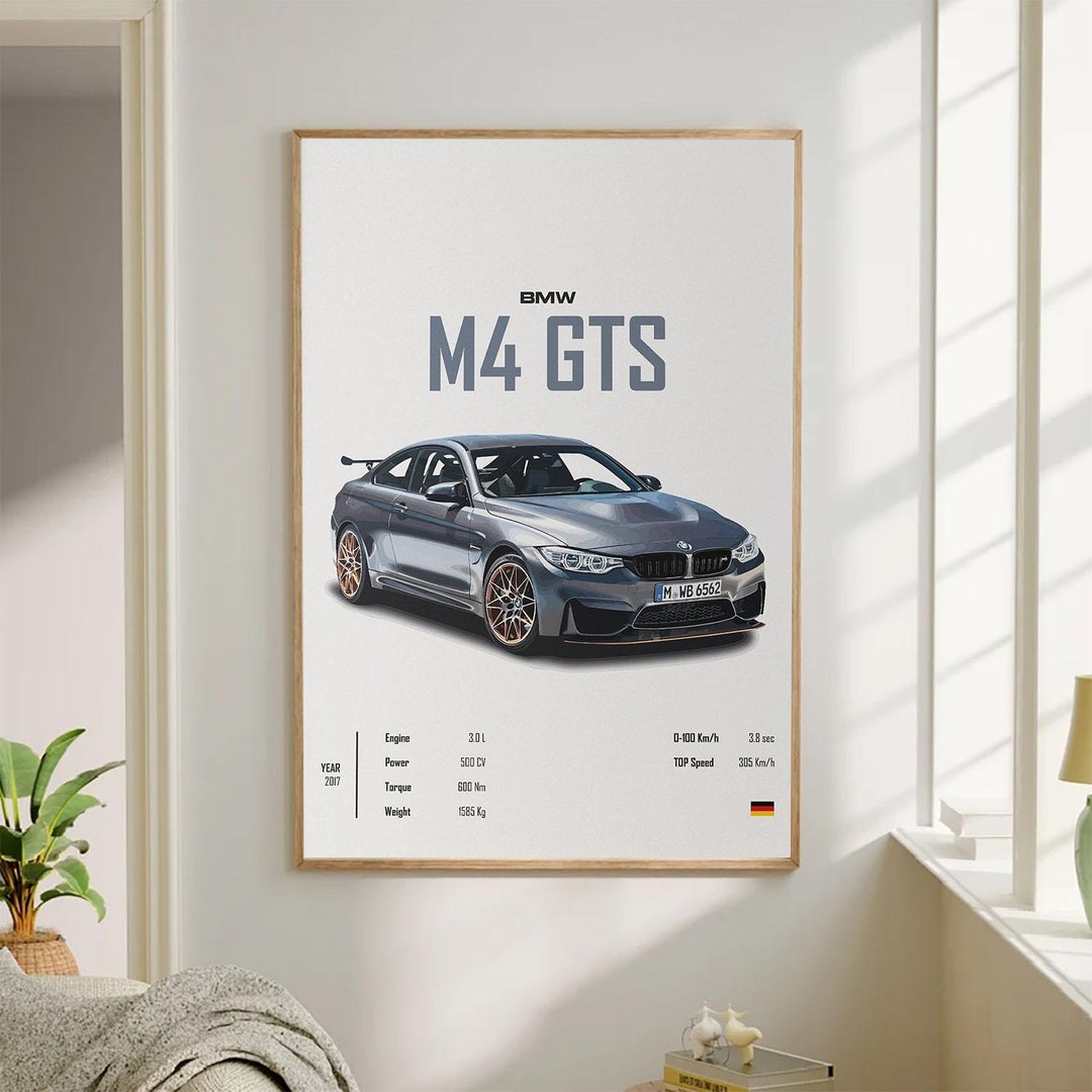 BMW M4 GTS Illustration Poster for Kids Boys Room Super Car Print Wall ...
