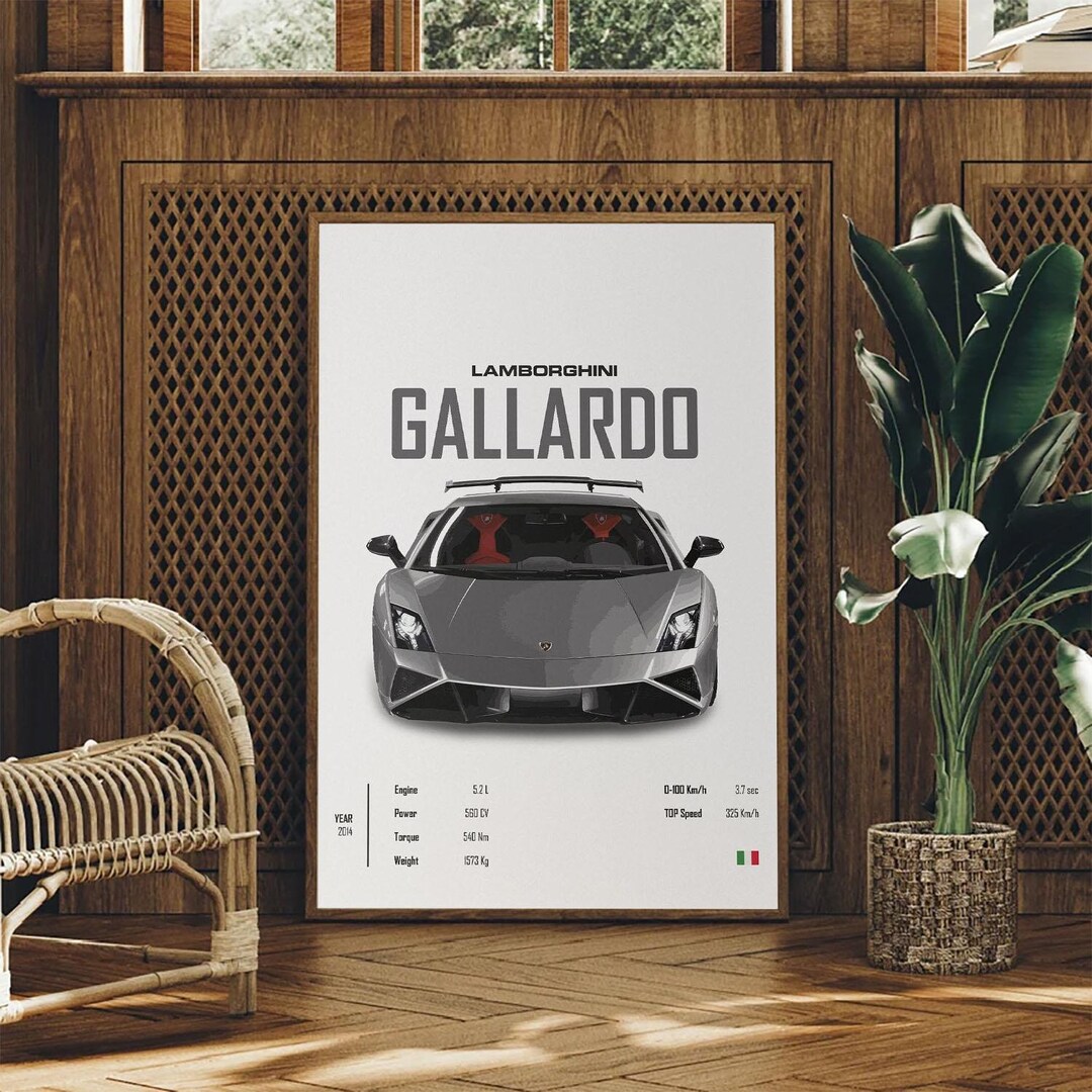 Lamborghini Gallardo Poster for Kids Boys Room Super Car Print Wall Art ...