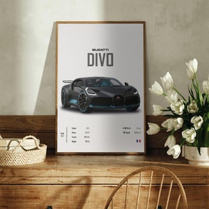 Bugatti Divo Poster for Kids Boys Room Super Car Print Wall Art Car ...