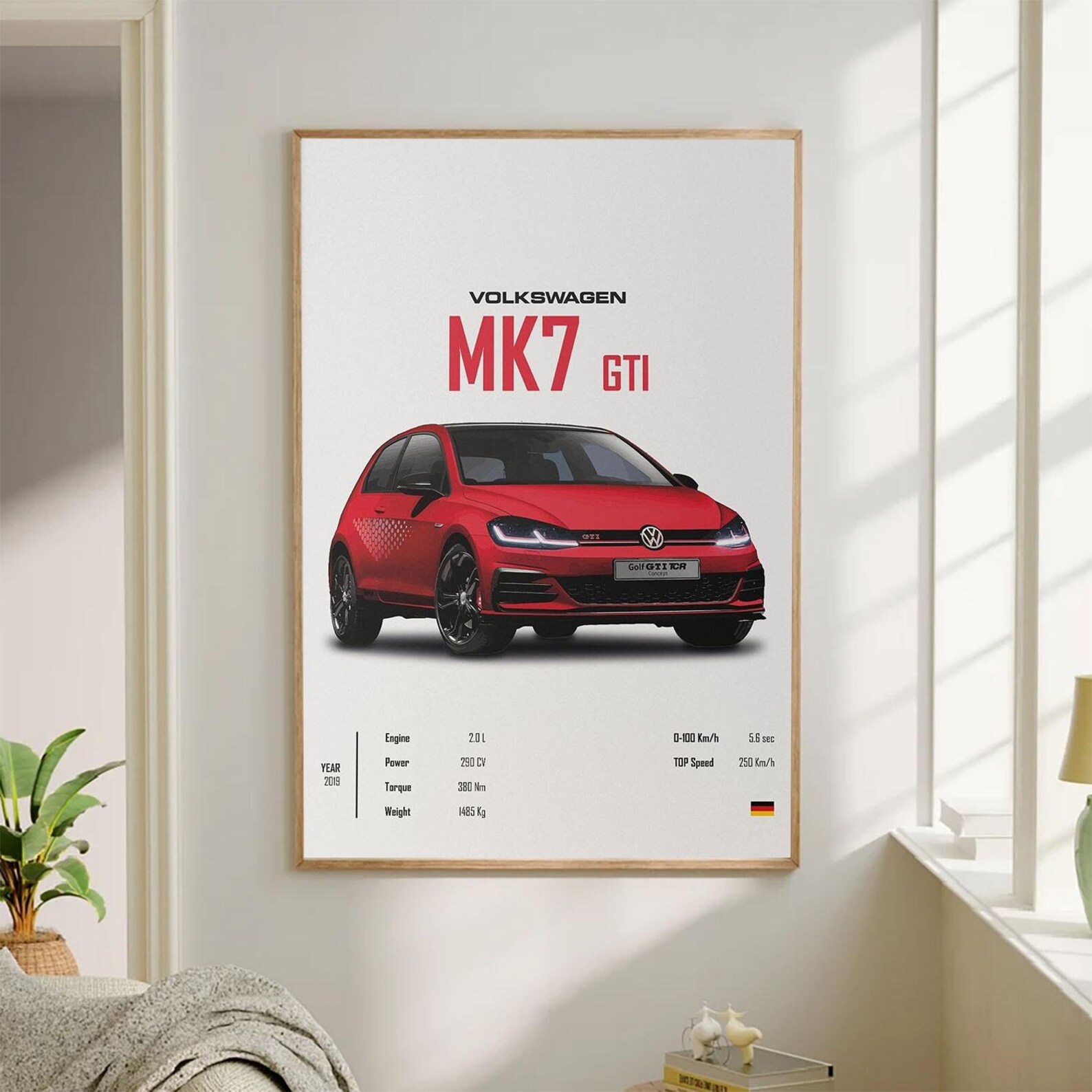 Volkswagen Golf Mk7 Poster for Kids Boys Room Super Car Print Wall Art ...