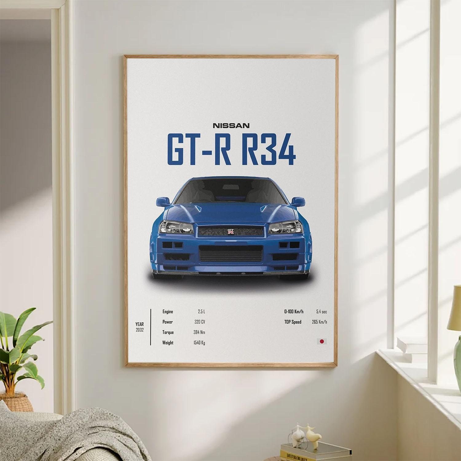 Nissan GT-R R34 Poster for Kids Boys Room Super Car Print Wall - Etsy