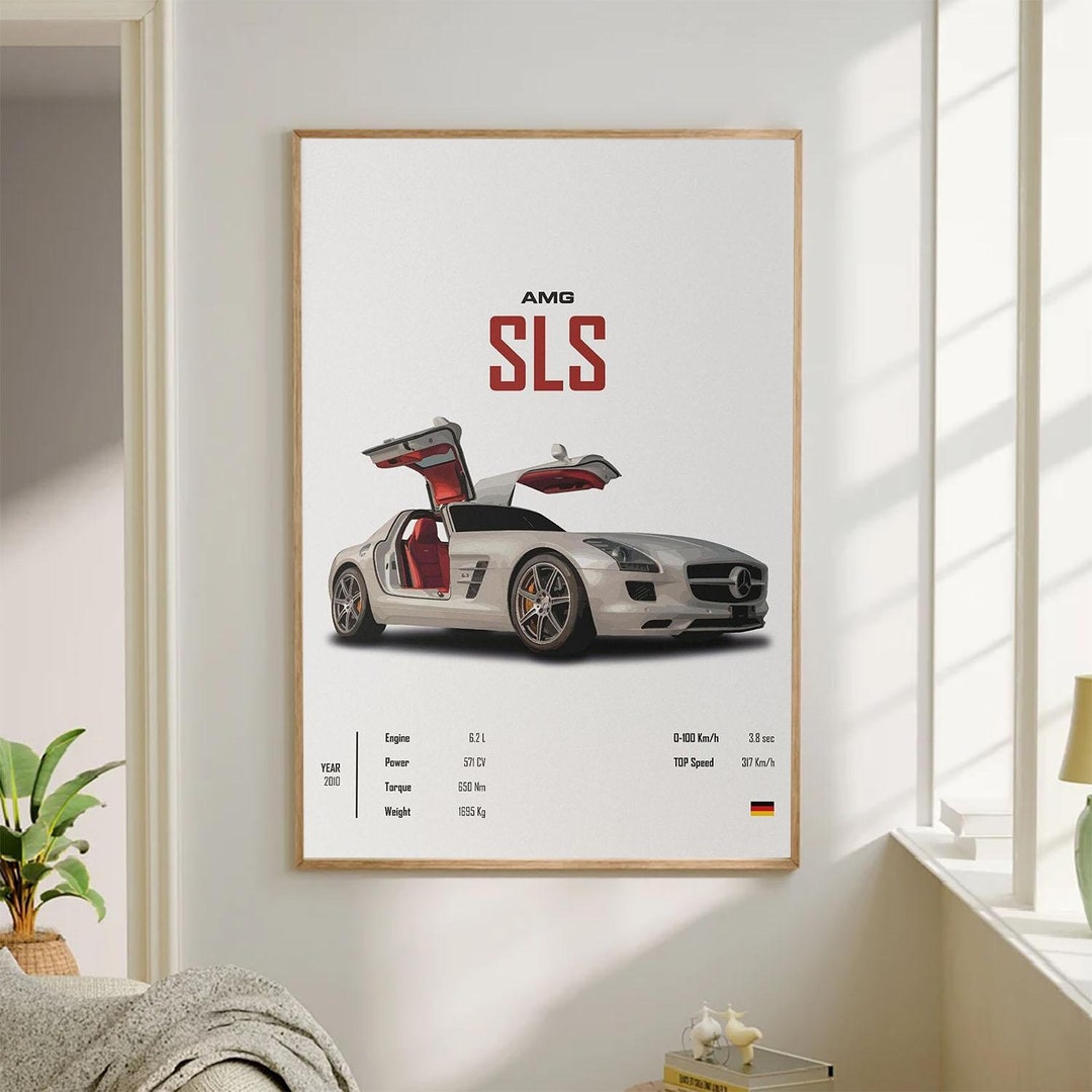 Mercedes Benz SLS Poster for Kids Boys Room Super Car Print Wall Art ...