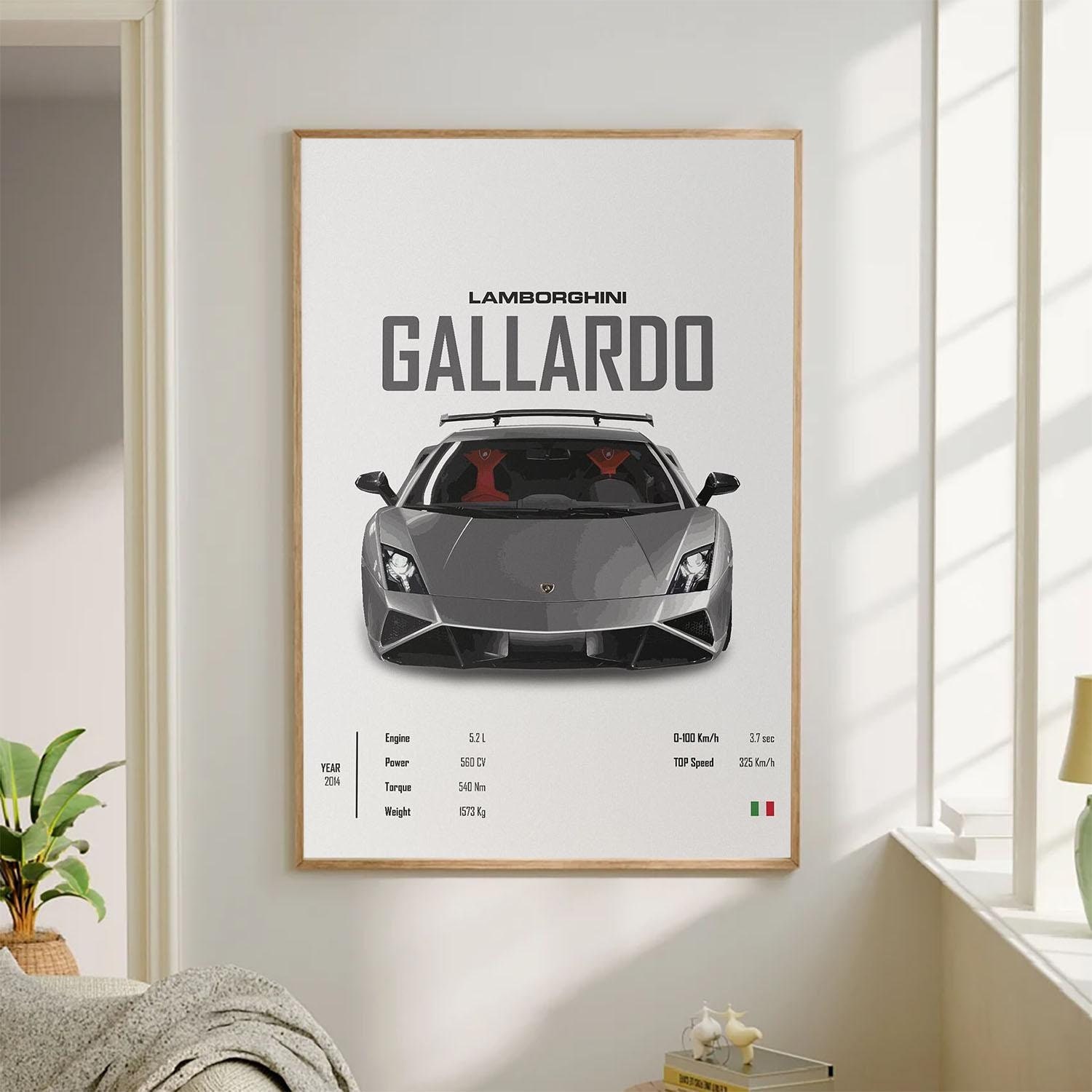 Lamborghini Gallardo Poster for Kids Boys Room Super Car Print Wall Art ...