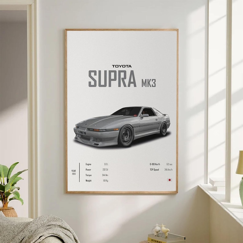 1993 MK3 Toyota Supra Poster for Kids Boys Room Super Car - Etsy