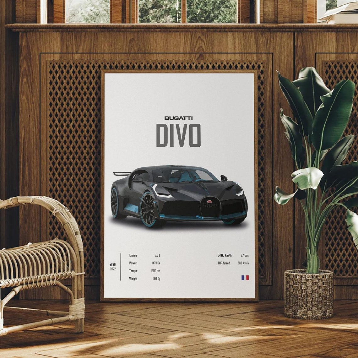 Bugatti Divo Poster for Kids Boys Room Super Car Print Wall Art Car ...