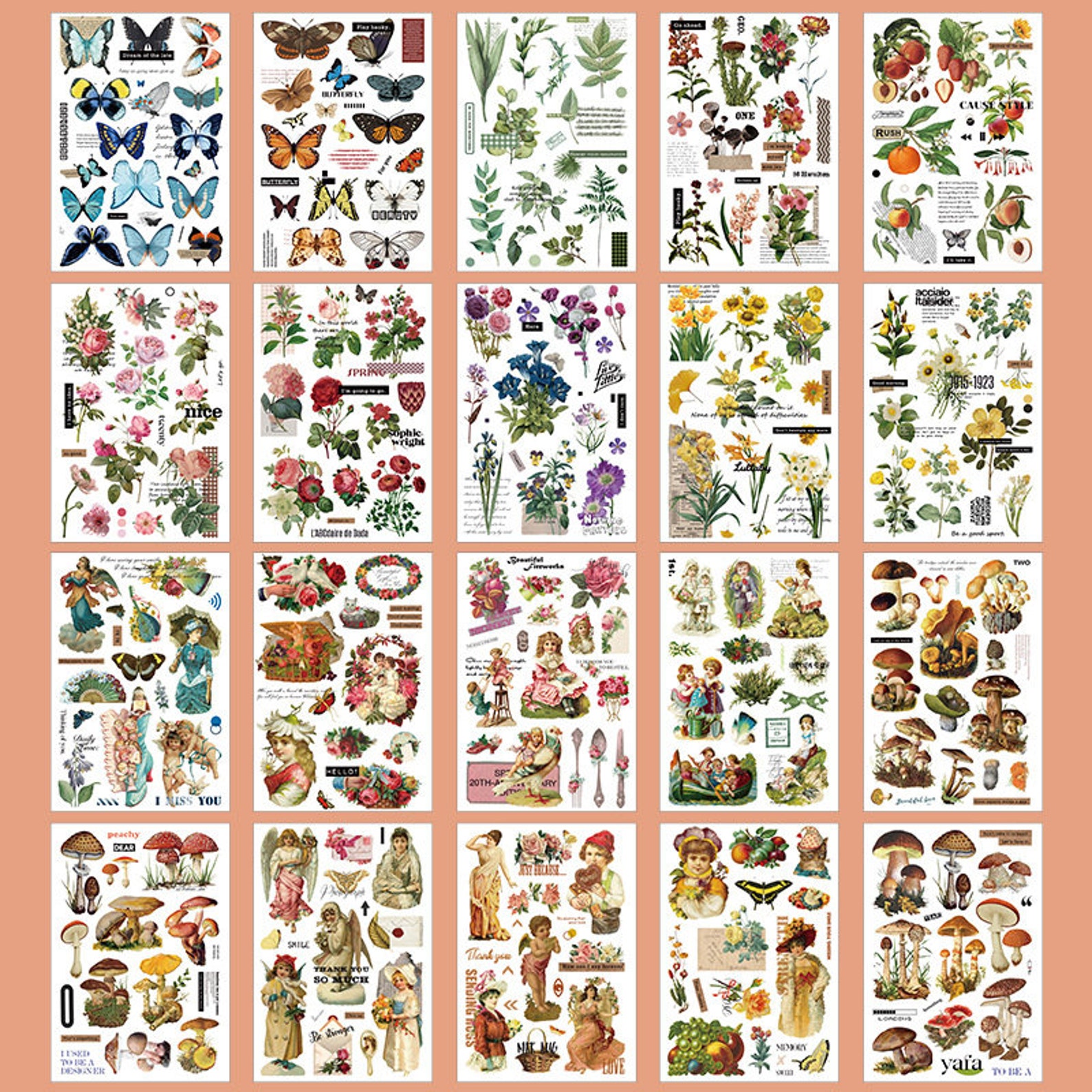 20 Sheet Retro Vintage Ephemera Journal Sticker Book - Etsy