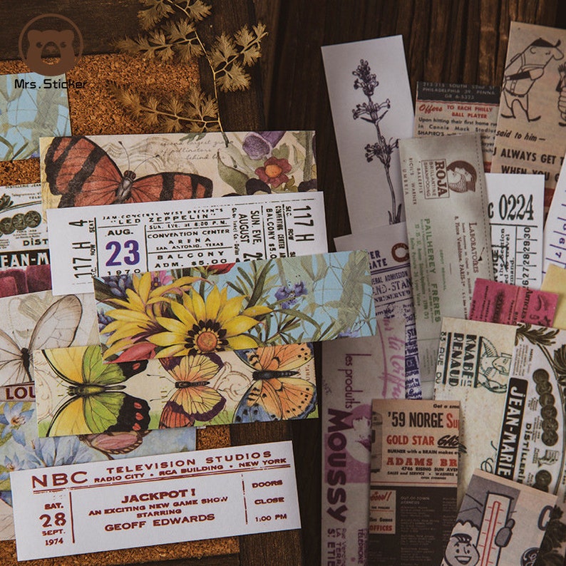 50 Sheet Ephemera Vintage Stickers - Etsy