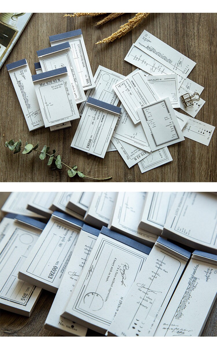 50sheets Vintage Magnetic Memo Pads Retro Sticky Notes Ephemera Pack ...