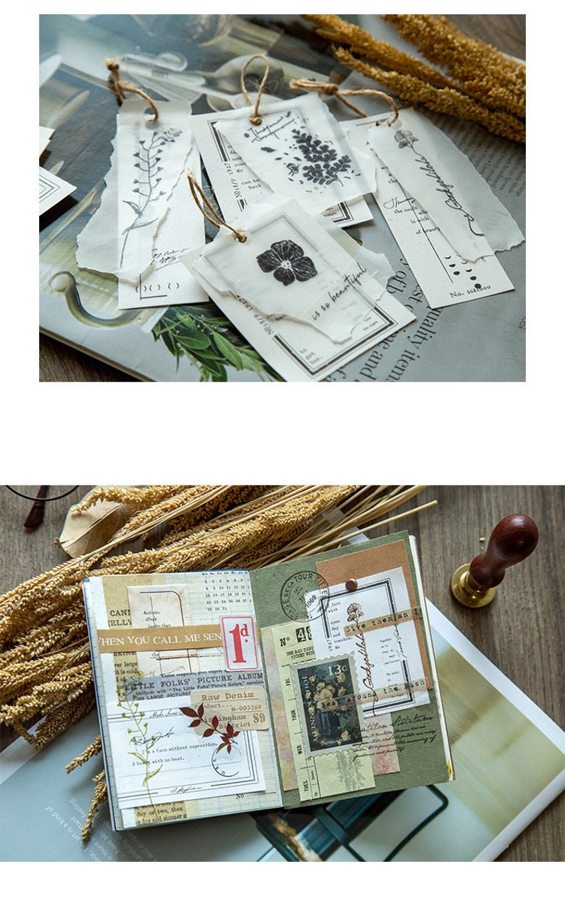 50sheets Vintage Magnetic Memo Pads Retro Sticky Notes Ephemera Pack ...