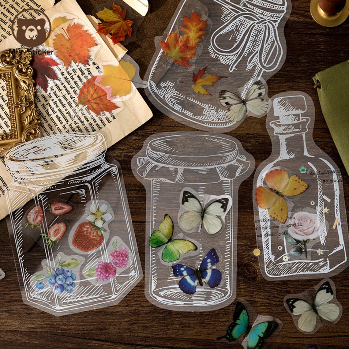 35pcs Ephemera PET Floral Stickers - Etsy