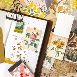100 Sheets Vintage Paper, Vintage Flower Design, Sticky Notes, Memo ...