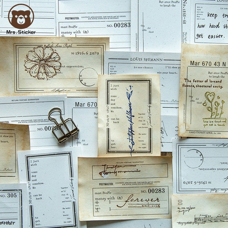 50sheets Vintage Magnetic Memo Pads Retro Sticky Notes Ephemera Pack ...