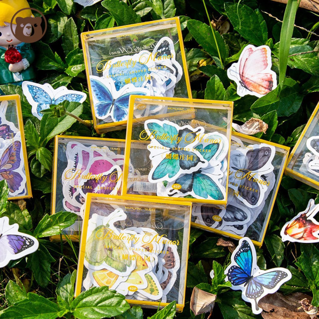 Ephemera Vintage Butterflies Stickers DIY Retro Decorative Stickers for ...