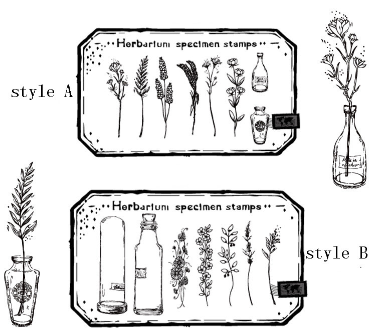 Herbarium Specimen Stamp Collection Set | Flowers Stamp Icon | Herbs ...