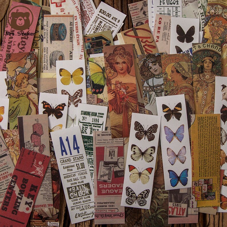 50 Sheet Ephemera Vintage Stickers - Etsy