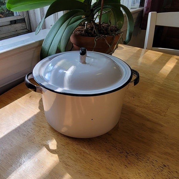 White Enamelware Pot - Etsy
