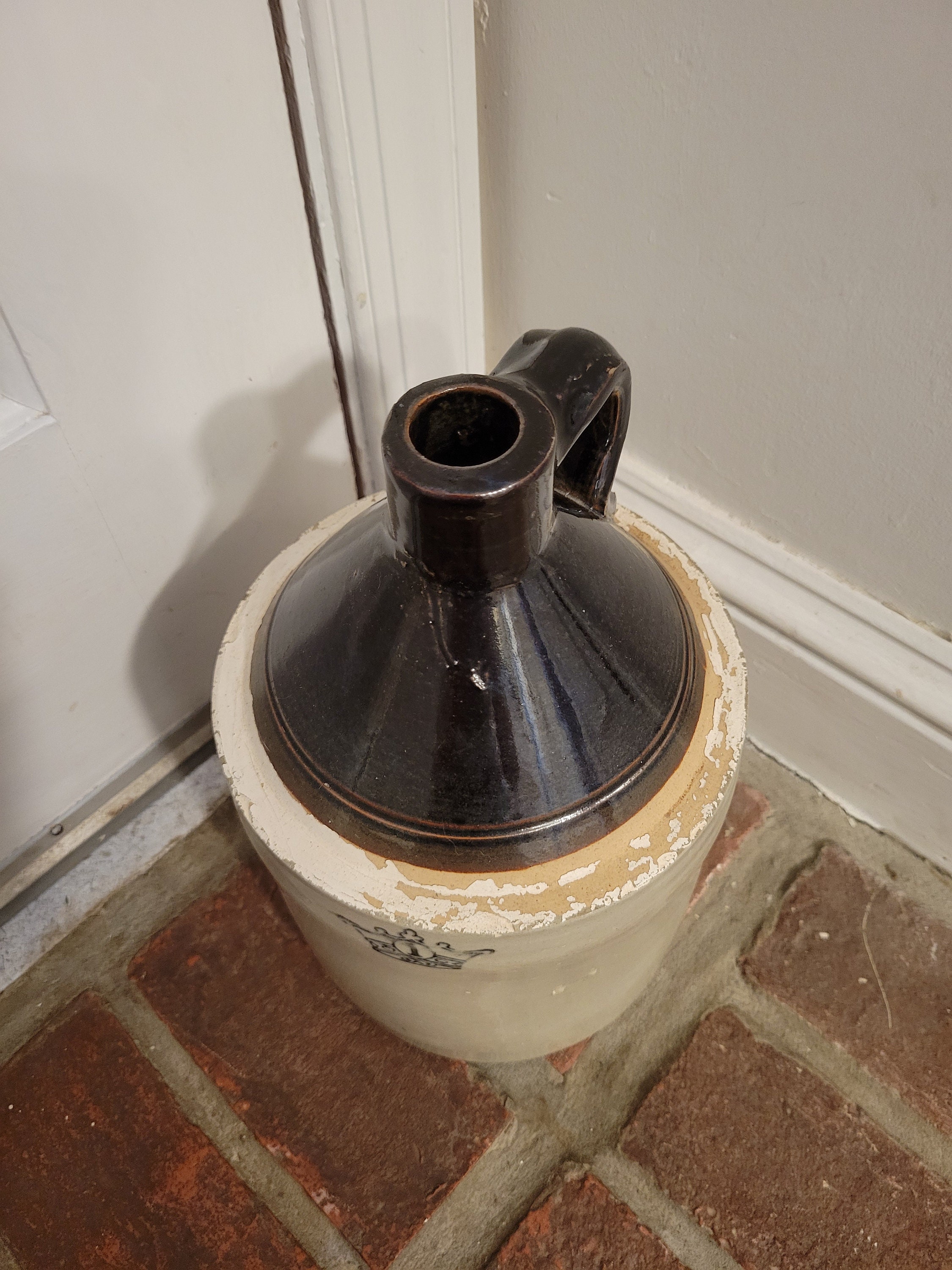 Antique Stoneware Jug, 1 Gallon Blue Crown Robinson Ransbottom Jug - Etsy