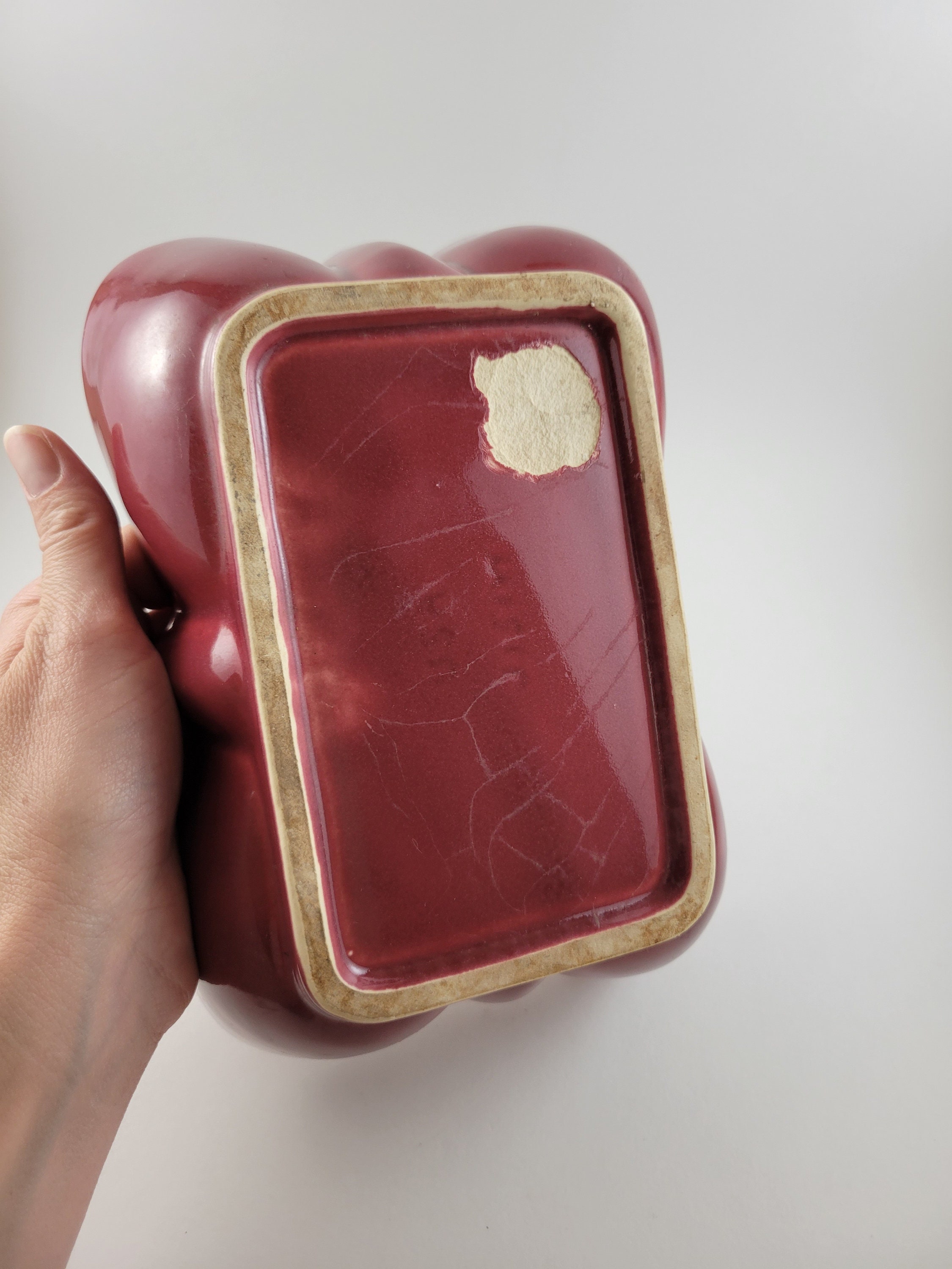 Vintage Red Ceramic Planter - Etsy