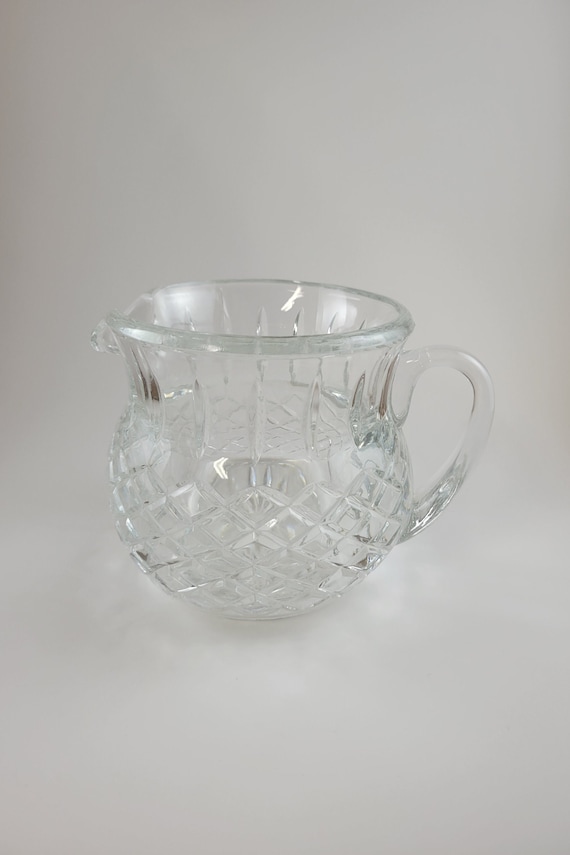 Vintage Lead Crystal Diamond Cut Pitcher - Etsy