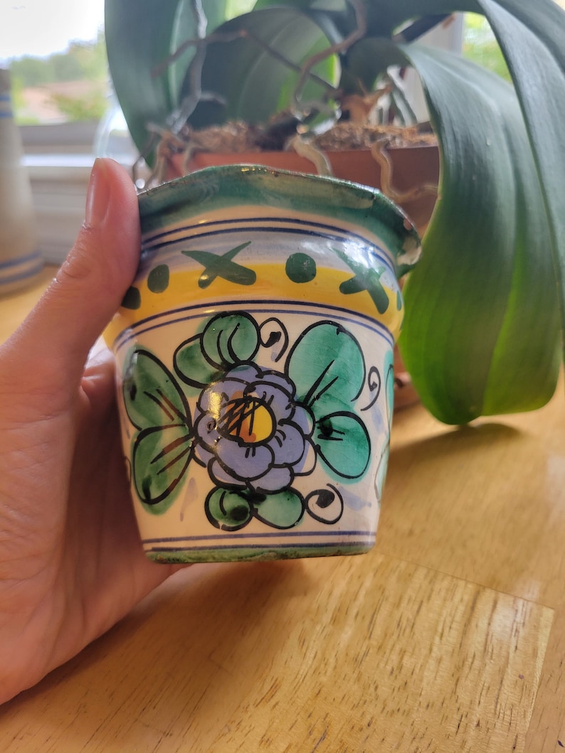 Vintage Hand Painted Italian Vanro Pottery Flower Pot M227 - Etsy