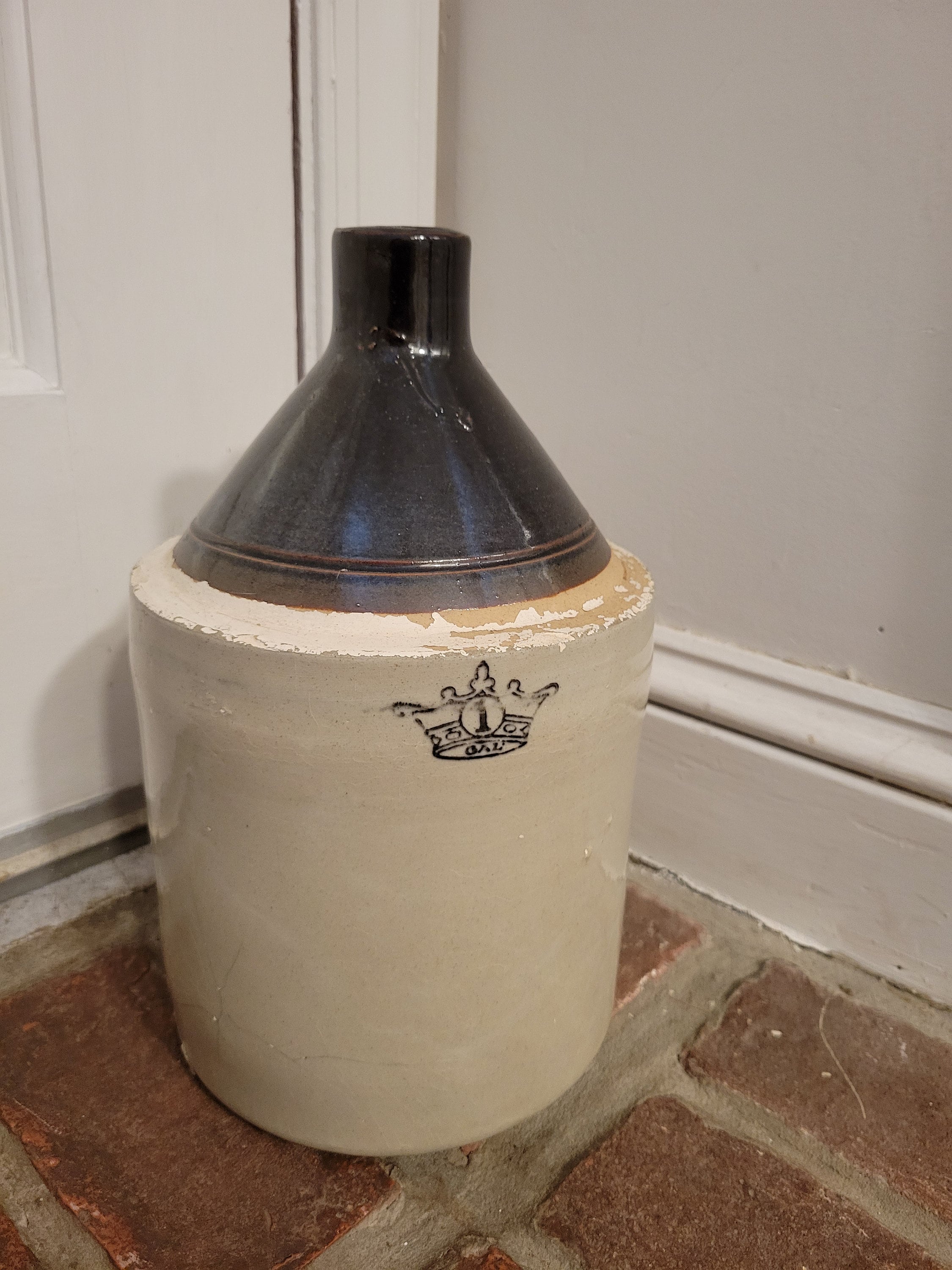 Antique Stoneware Jug, 1 Gallon Blue Crown Robinson Ransbottom Jug - Etsy