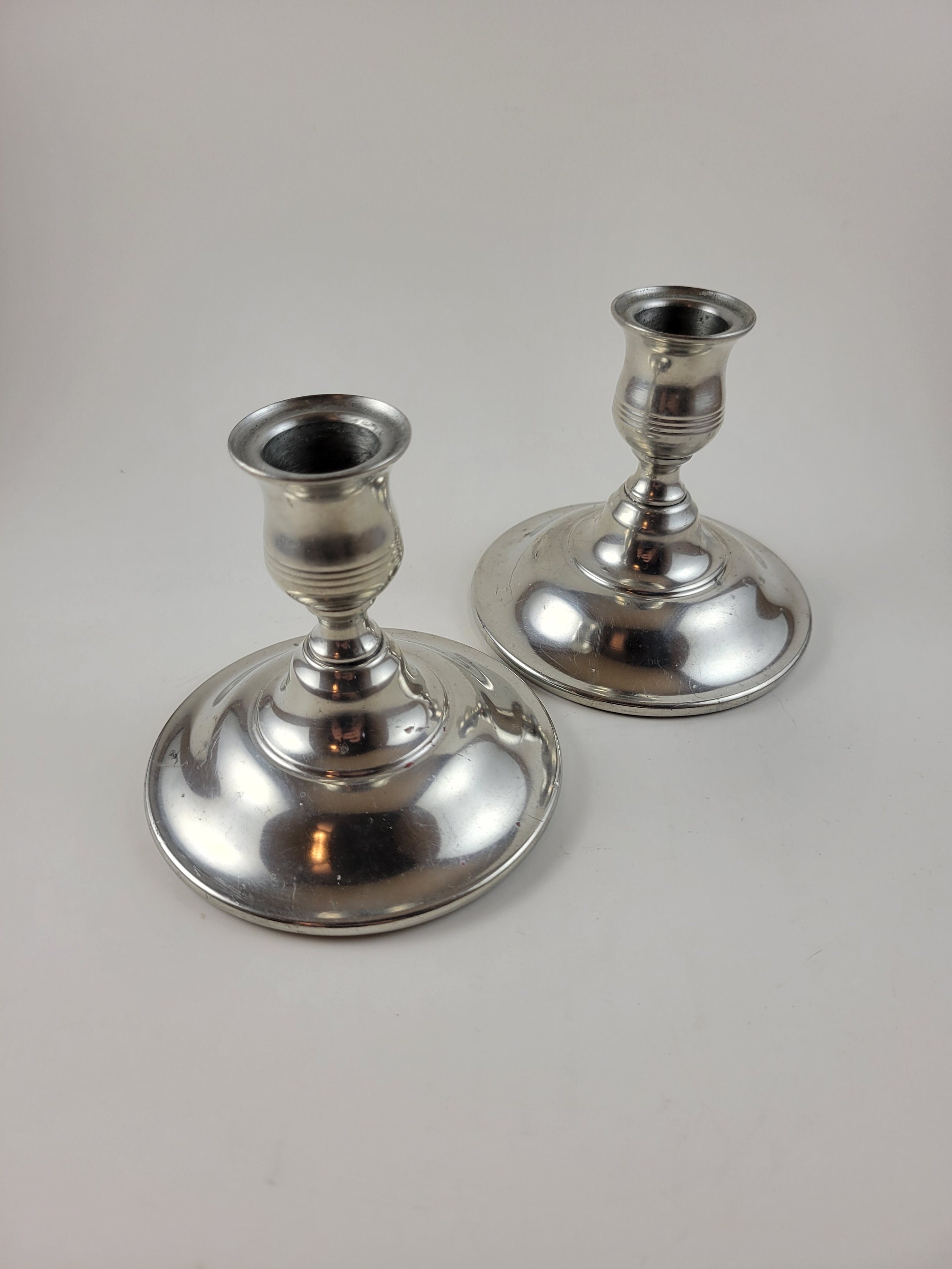 Vintage Pewter Candlestick Holder Set - Etsy