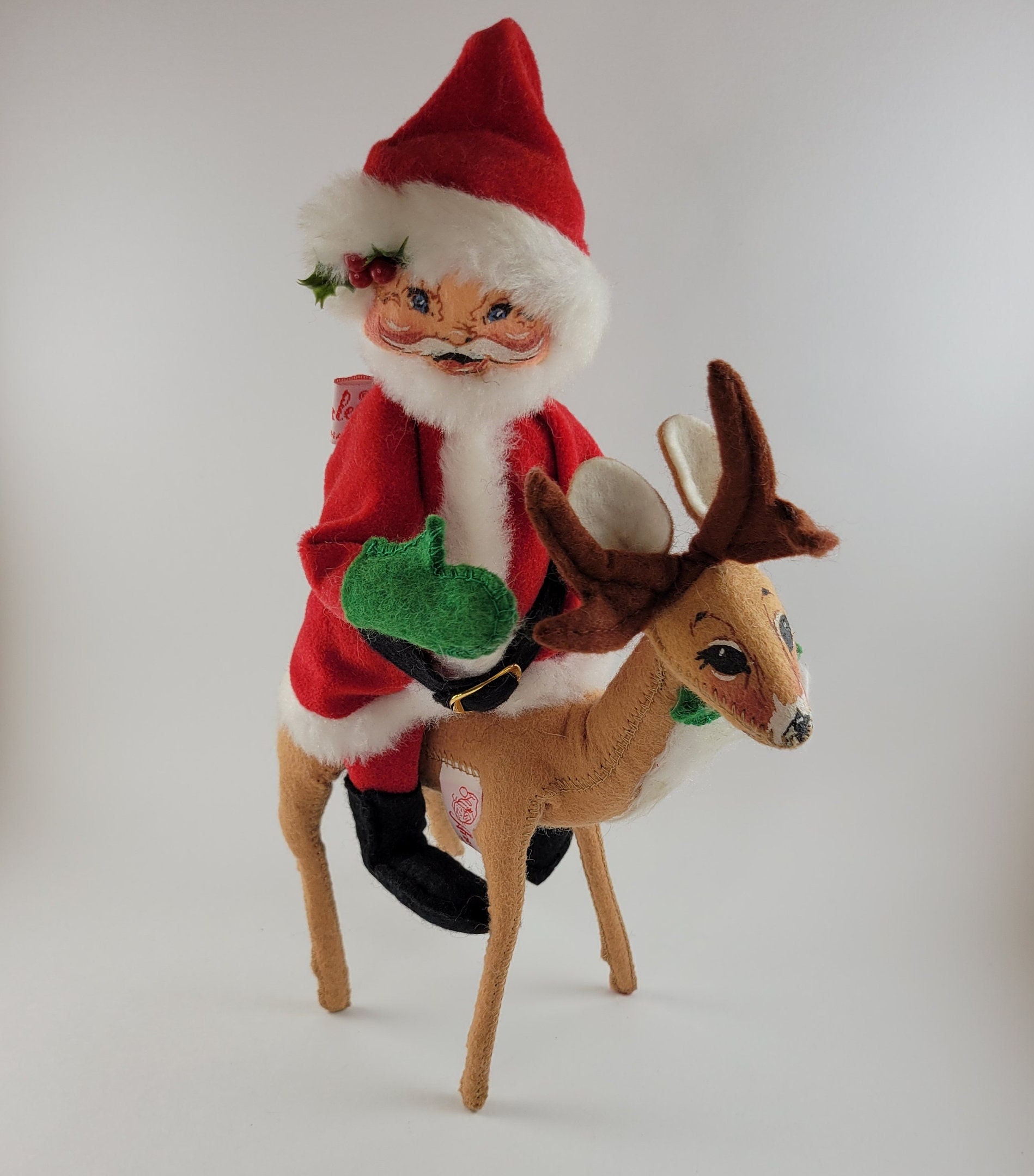 Vintage Annalee Santa and Reindeer Felt Figurines - Etsy