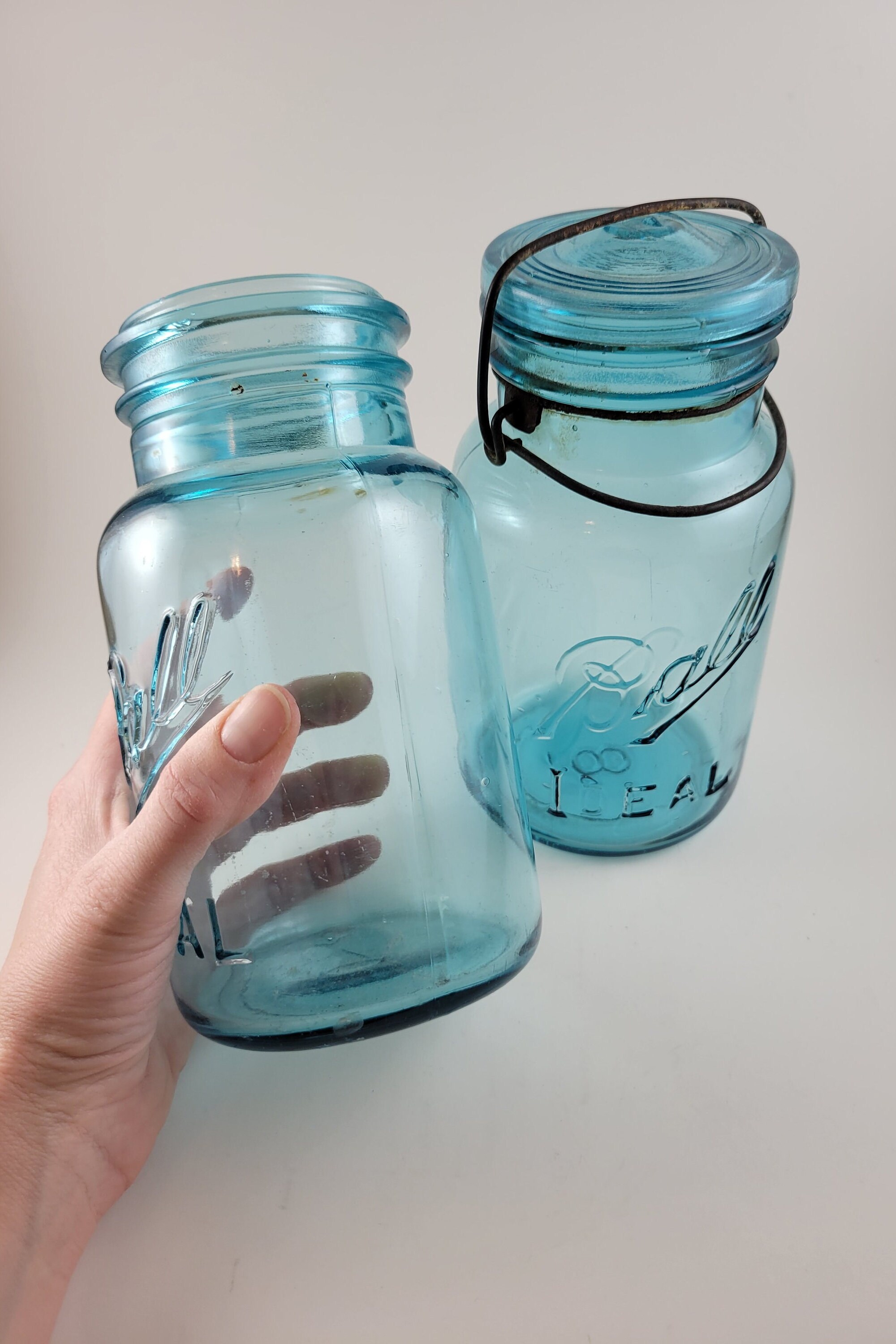 Vintage Bail Top Quart Ideal Blue Ball Mason Jars - Etsy
