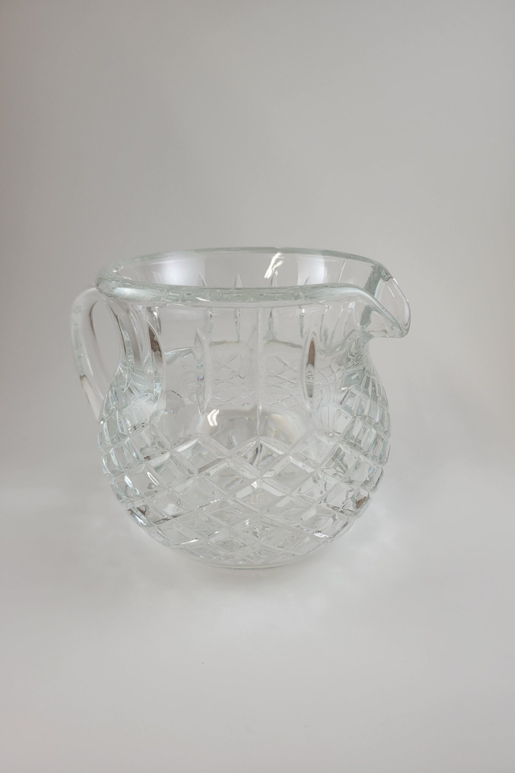Vintage Lead Crystal Diamond Cut Pitcher - Etsy