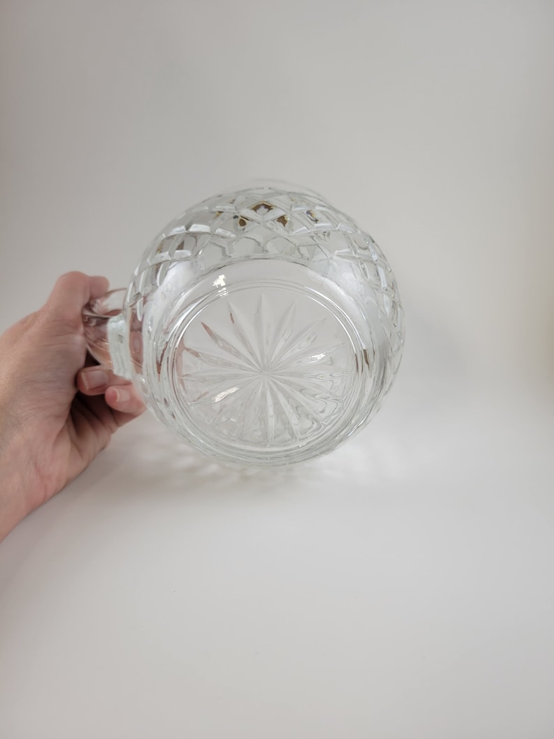 Vintage Lead Crystal Diamond Cut Pitcher - Etsy