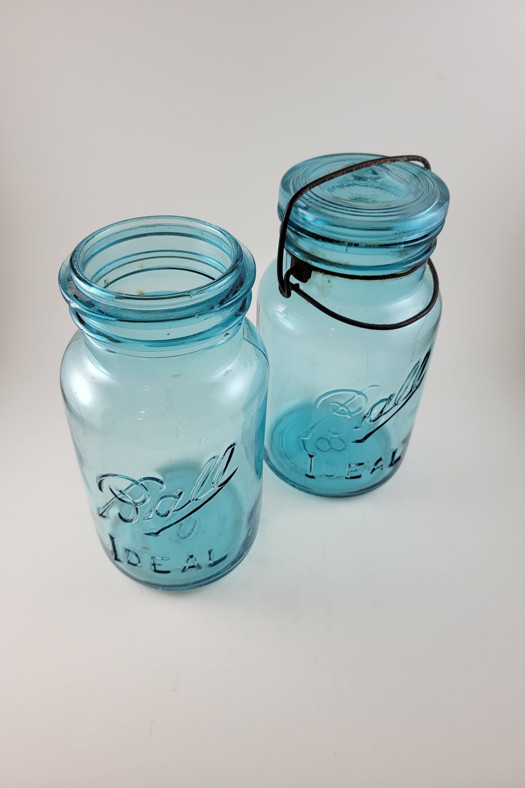 Vintage Bail Top Quart Ideal Blue Ball Mason Jars - Etsy
