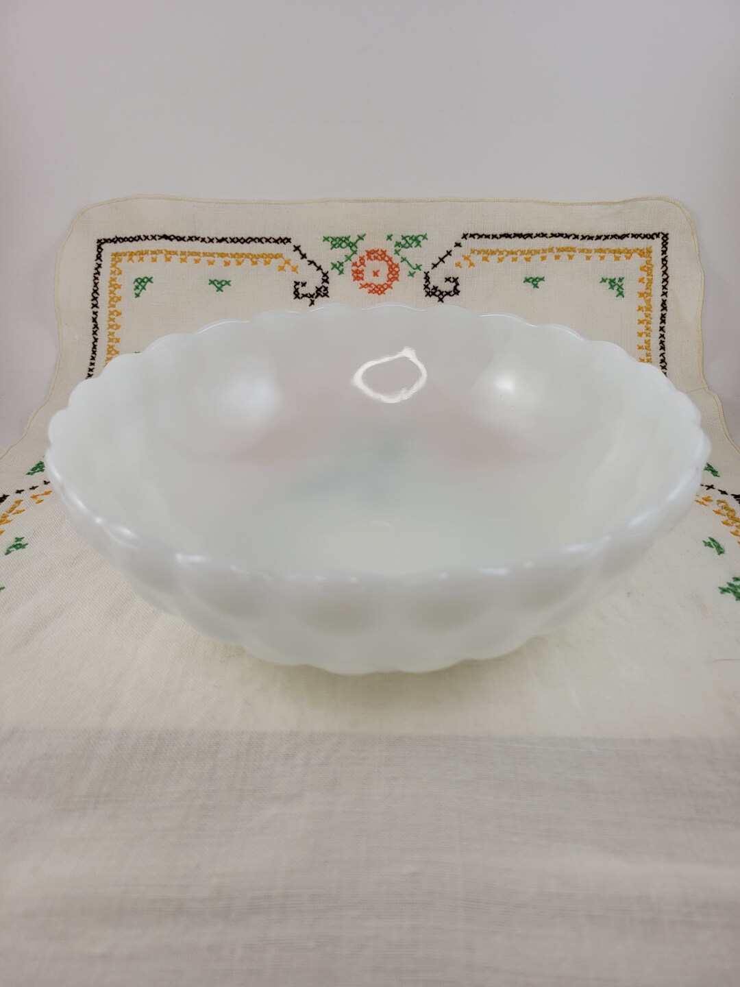 Vintage Fire King Bubble Milk Glass Bowl From Anchor Hocking - Etsy