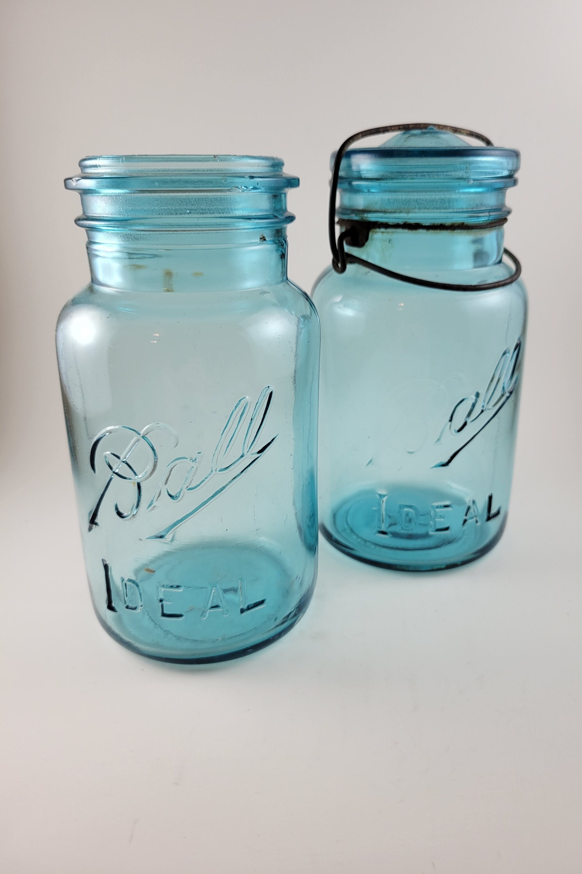 Vintage Bail Top Quart Ideal Blue Ball Mason Jars - Etsy