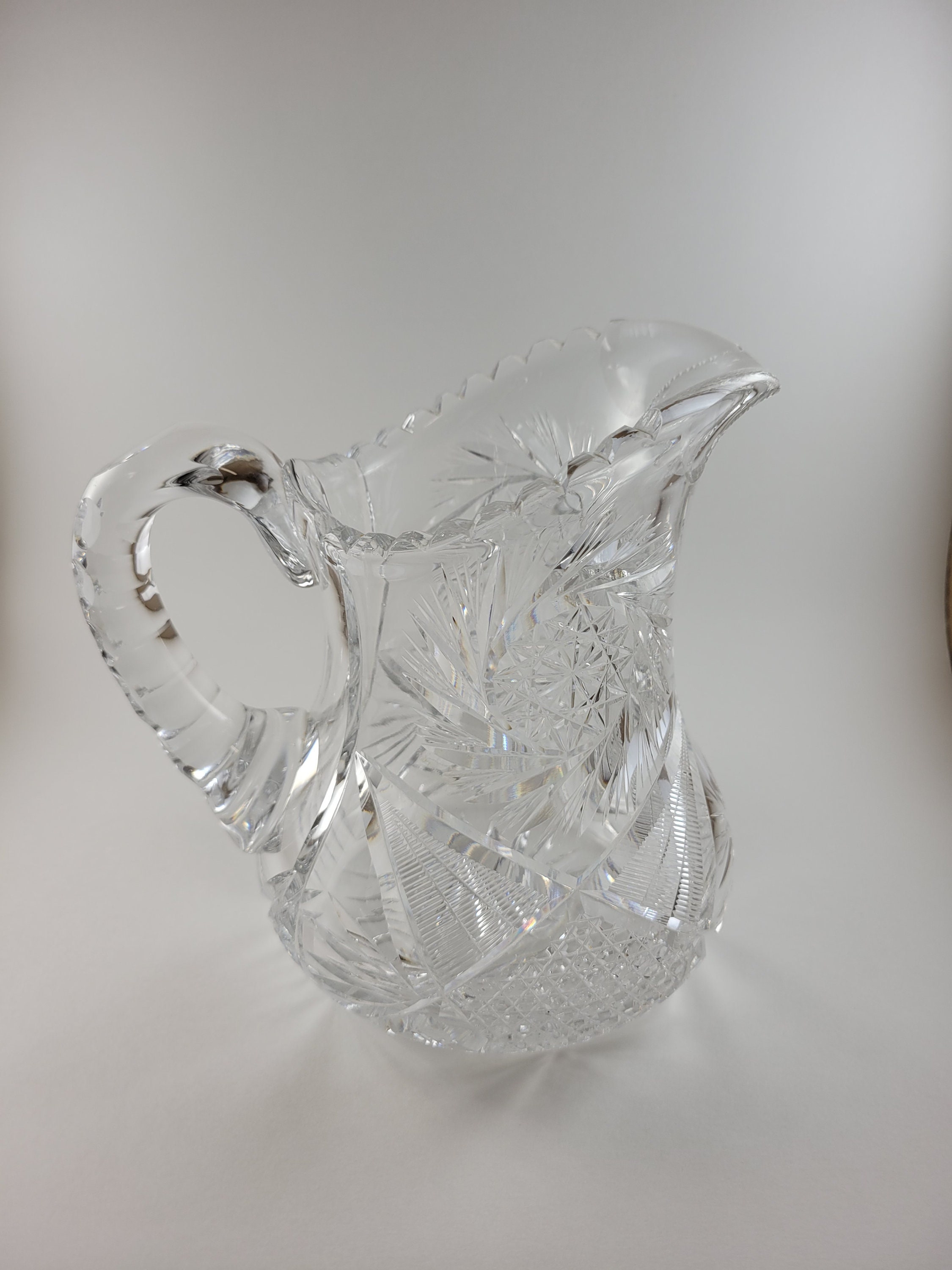 American Brilliant Vintage Crystal Pitcher - Etsy