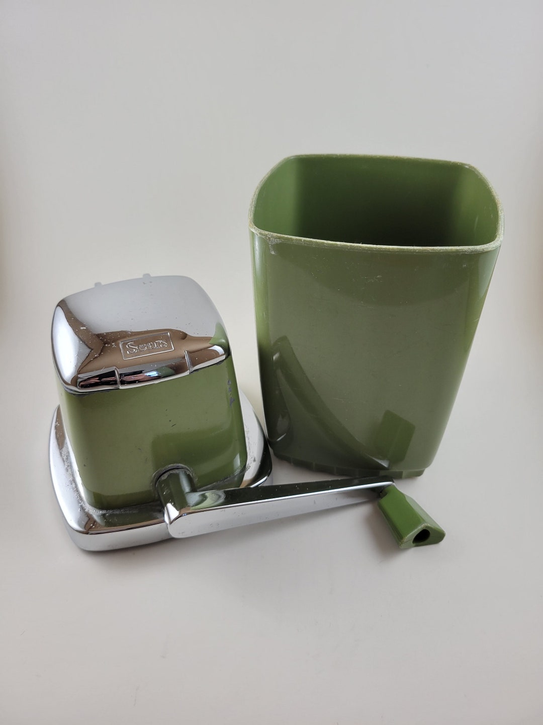 Vintage Sears Hand Ice Crusher in Avocado Green - Etsy