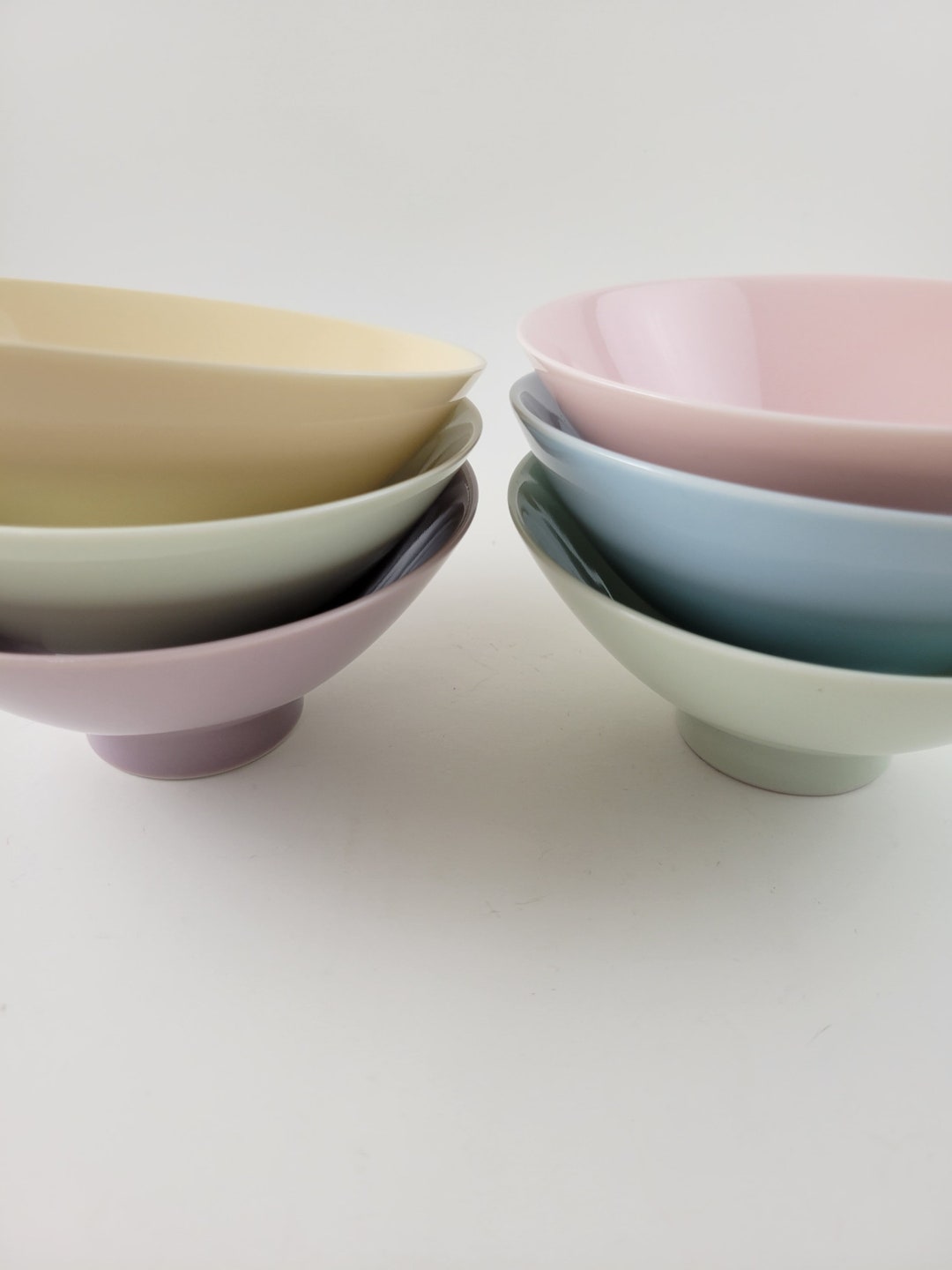 Vintage Pastel Ceramic Footed Bowl Sets - Etsy