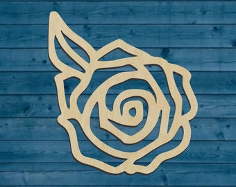 Wood Flowers Rose Cut Out, Floral & Leaves Shapes, Wooden Floral ...