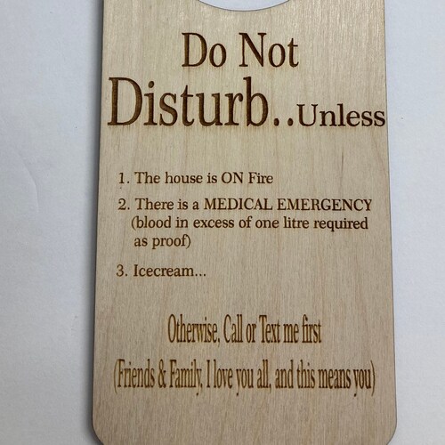 Door Hanger Do Not Disturb Unless... - Etsy