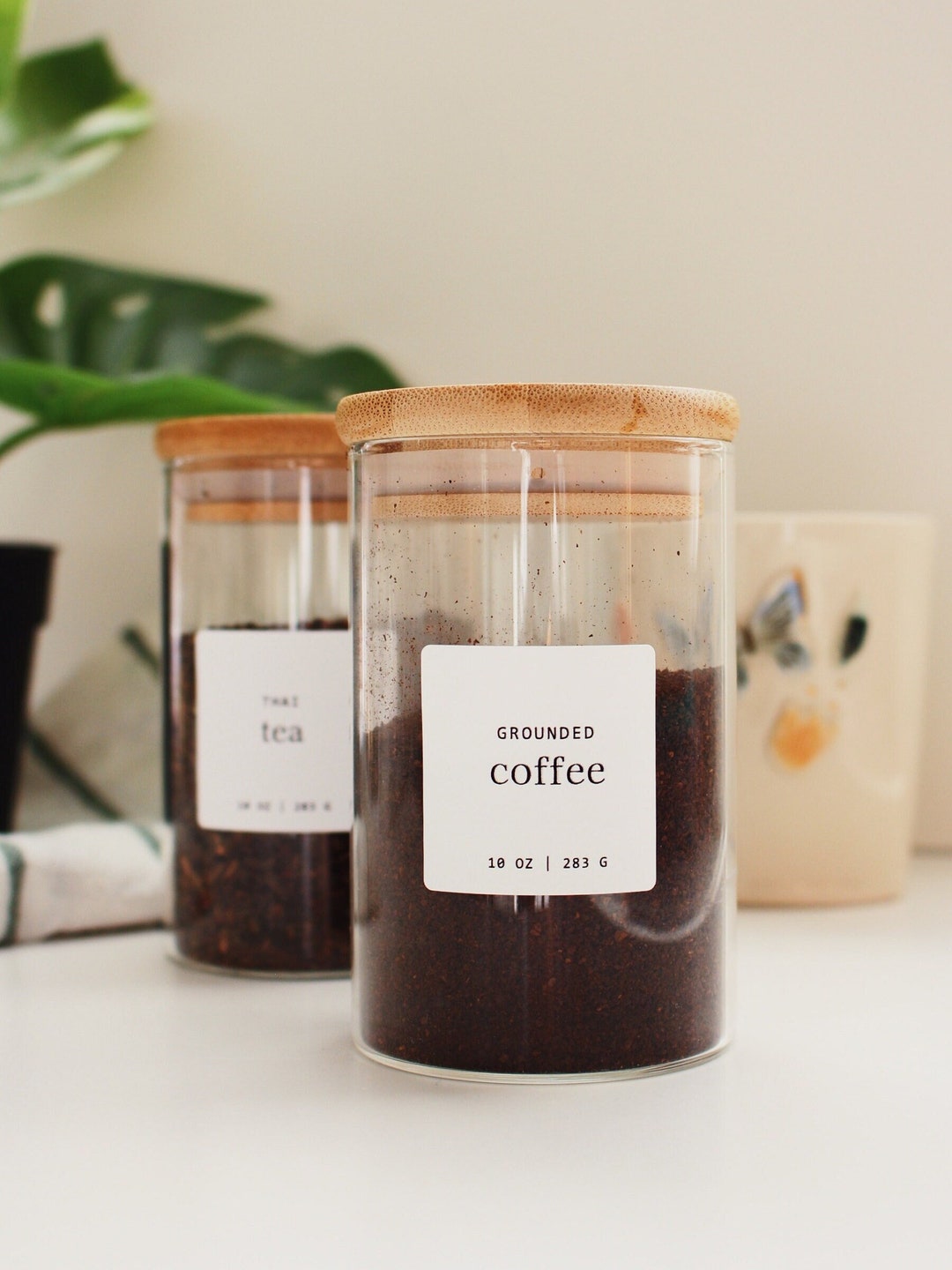 Coffee & Tea Labels Classic Design Kitchen Pantry Organization Oil ...