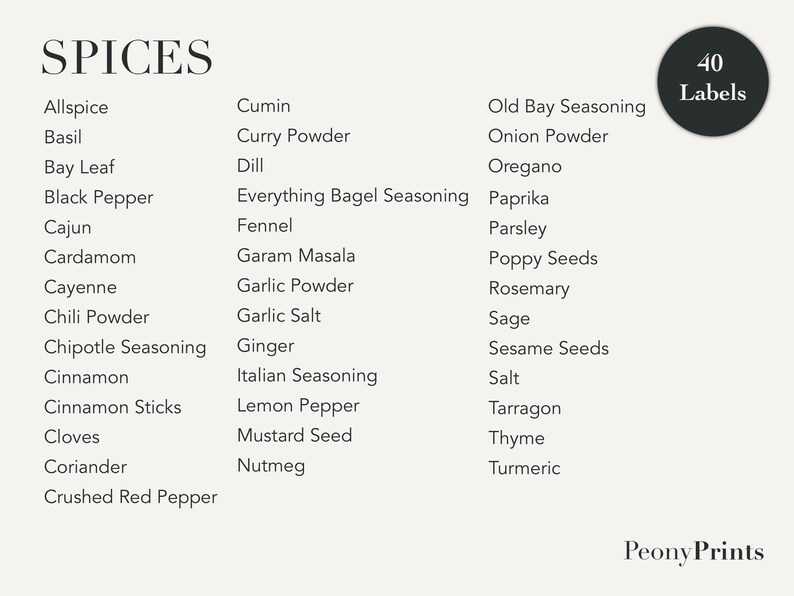 Spice & Seasoning Labels Border Design Kitchen Pantry - Etsy
