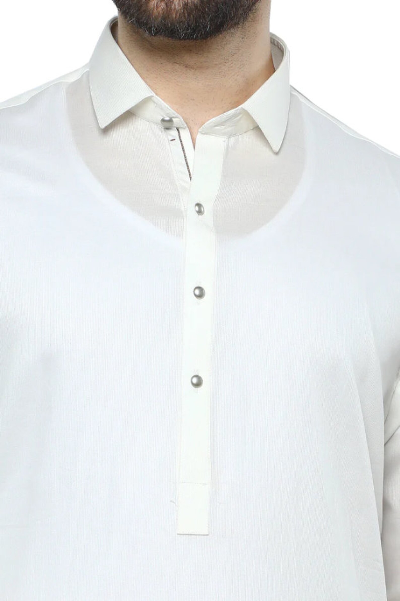Pure Cotton off White Textured Shirt Collar Mens Shalwar Kameez Handmade Kurta Shalwar White ...