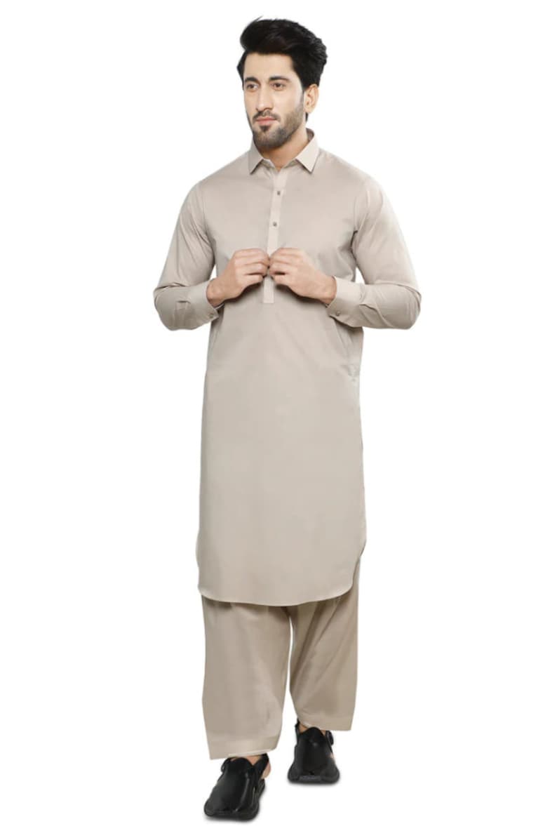 Light Beige Cotton Mens Plain Shalwar Kameez Handmade Kurta Shalwar Beige Kurta Pajama Pakistani ...