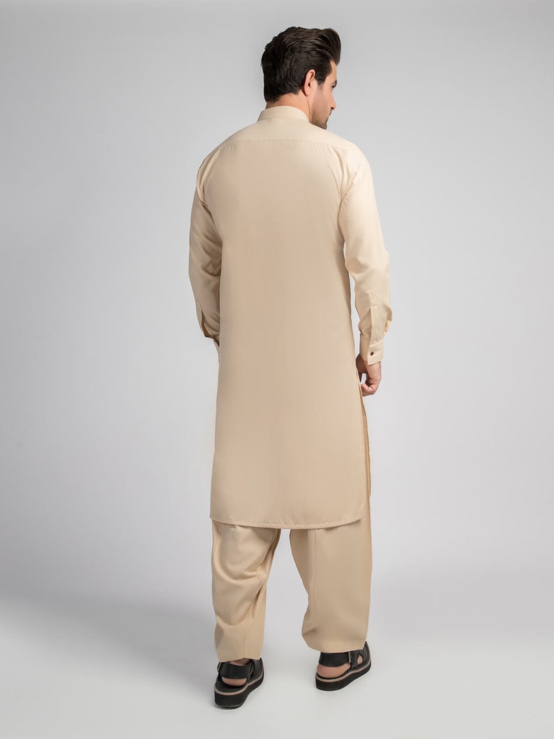 Mens Light Beige Plain Shalwar Kameez Mens Eid Shalwar Kameez Handmade Kurta Shalwar Beige Kurta ...