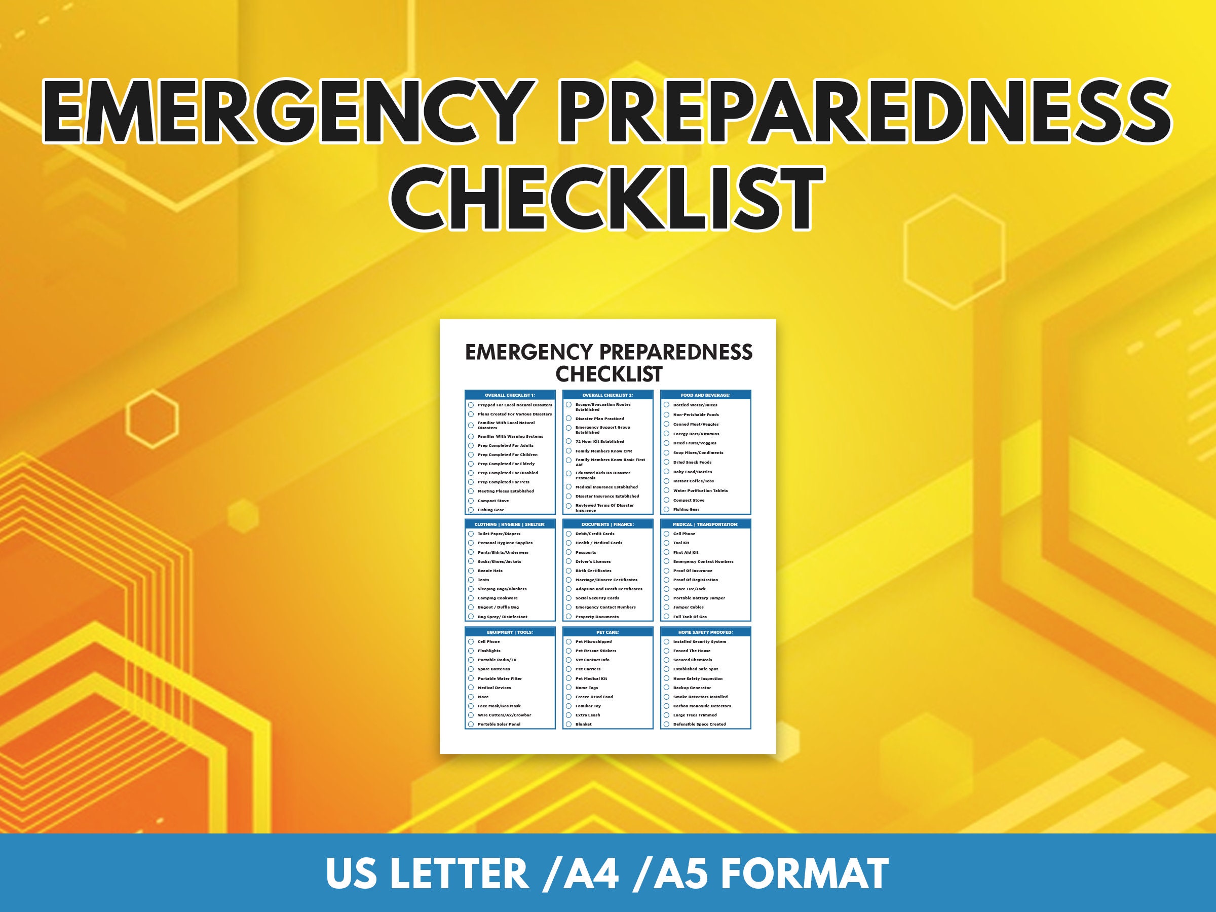 Emergency Preparedness Checklist - Etsy